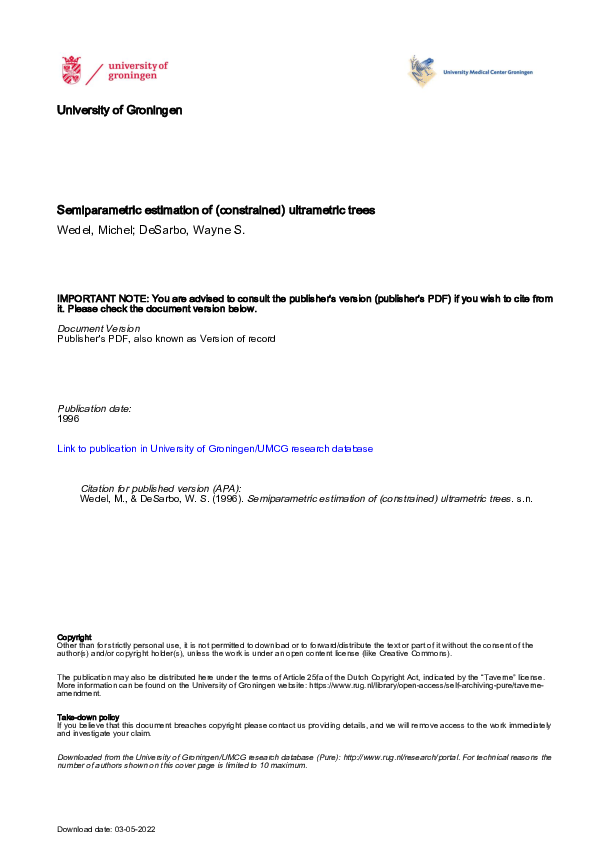 (PDF) Semiparametric estimation of (constrained) ultrametric trees