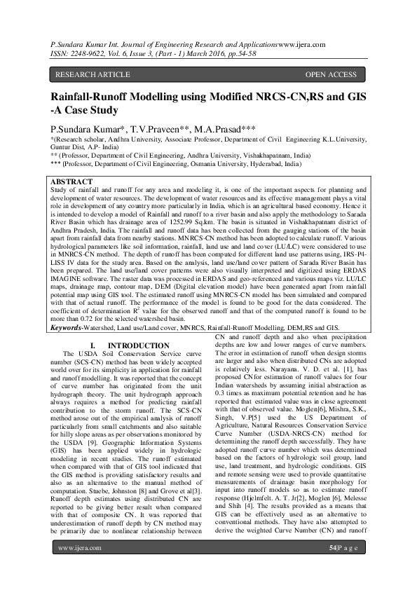 Pdf Rainfall Runoff Modelling Using Modified Nrcs Cnrs And Gis A