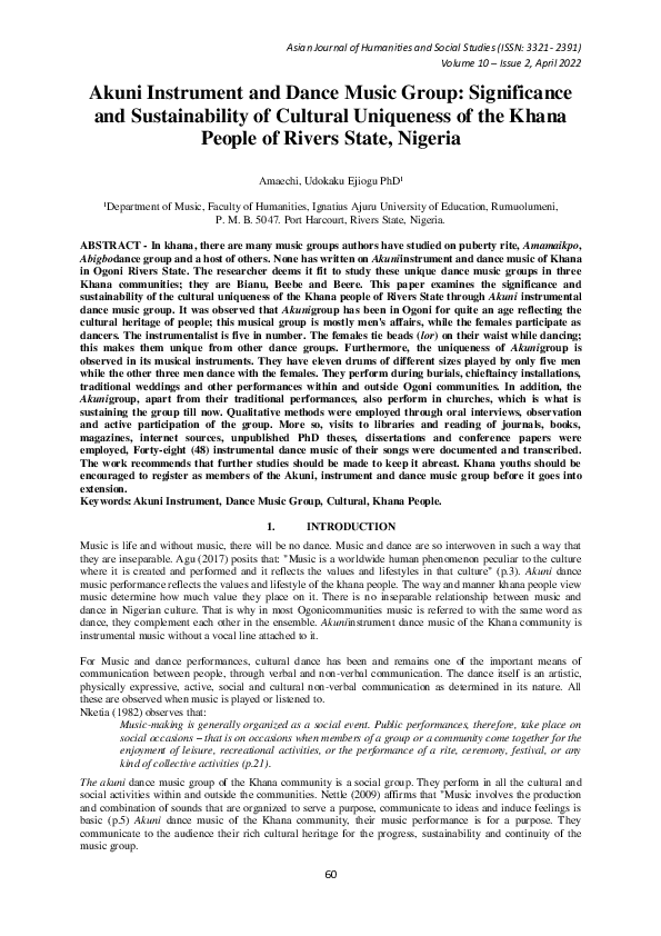 (PDF) Akuni Instrument and Dance Music Group: Significance and ...