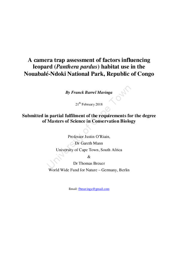 (PDF) A camera trap assessment of factors influencing leopard (Panthera pardus) habitat use in ...