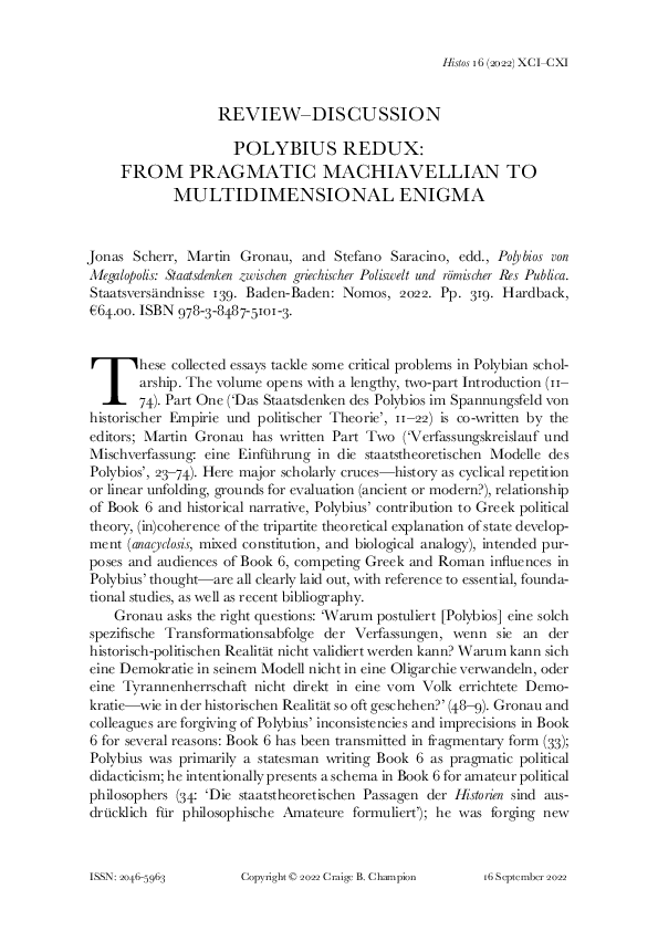(PDF) Polybius Redux
