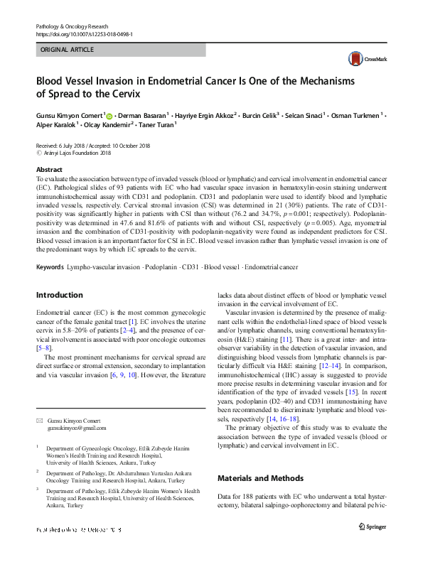 (PDF) Blood Vessel Invasion in Endometrial Cancer Is One of the ...