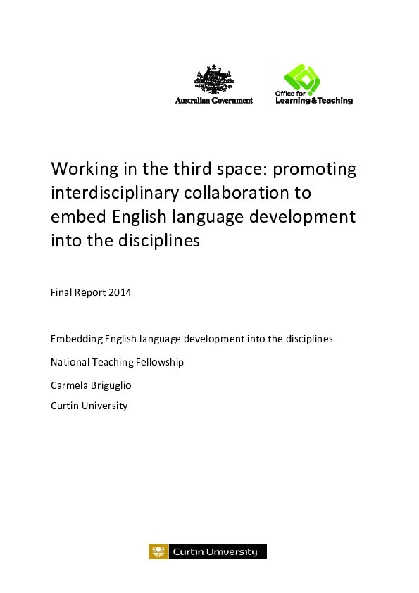 (PDF) Working in the third space: promoting interdisciplinary ...