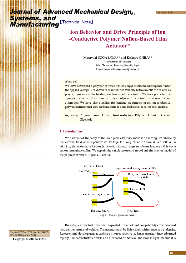 (PDF) Ion Behavior and Drive Principle of Ion-Conductive Polymer Nafion-Based Film Actuator