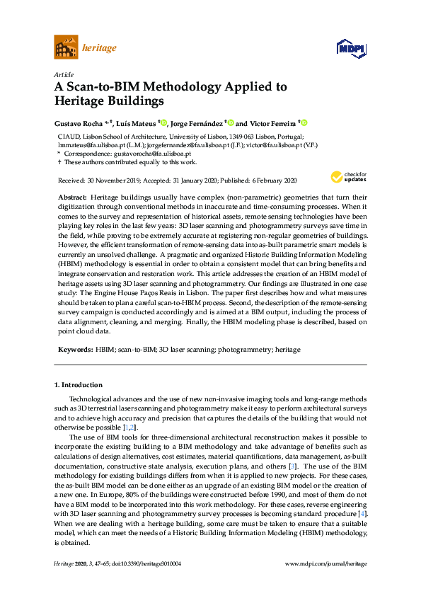 (PDF) A Scan-to-BIM Methodology Applied to Heritage Buildings