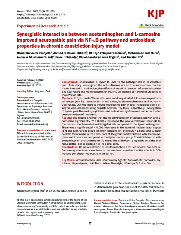 (PDF) Synergistic interaction between acetaminophen and L-carnosine ...