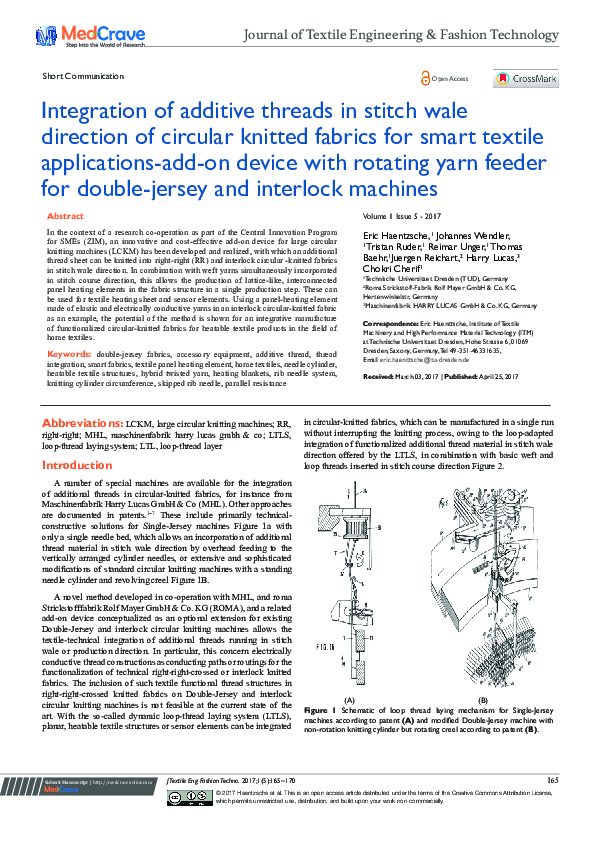 (PDF) Integration of Additive Threads in Stitch Wale Direction of ...