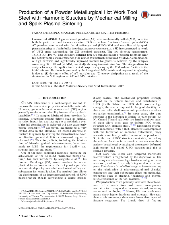 (PDF) Production of a Powder Metallurgical Hot Work Tool Steel with ...