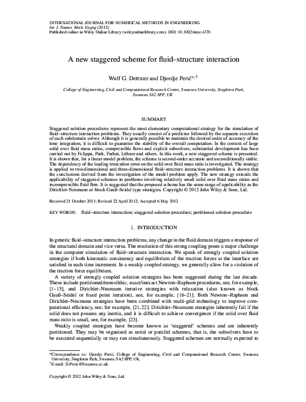 (PDF) A new staggered scheme for fluid-structure interaction