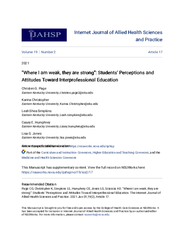 (PDF) Where I am weak, they are strong": Students' Perceptions and ...