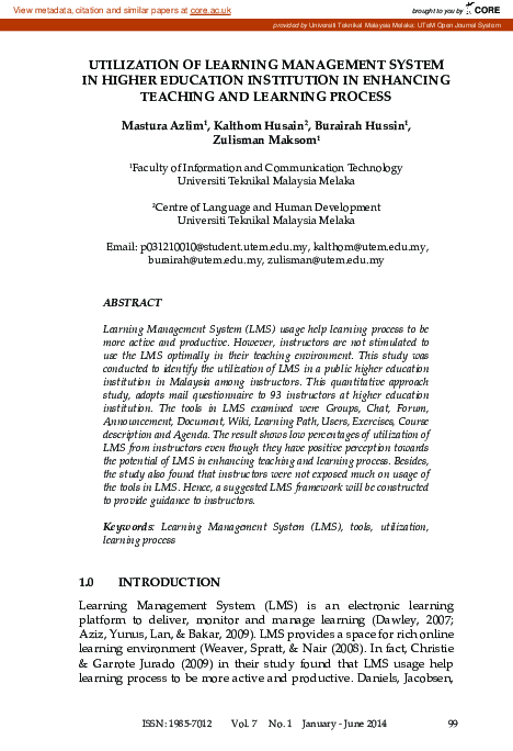 (PDF) Utilization of Learning Management System in Higher Education Institution in Enhancing ...