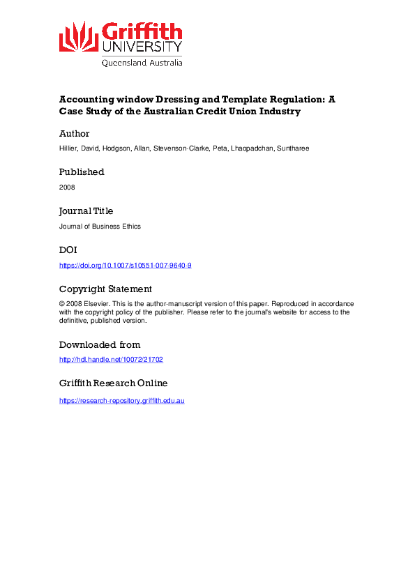 (PDF) Accounting Window Dressing and Template Regulation: A Case Study ...