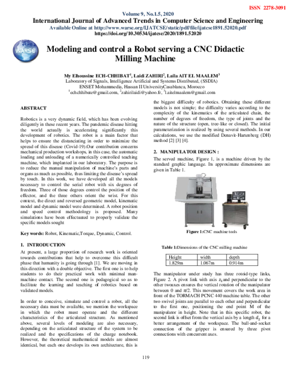 (PDF) Modeling and control a Robot serving a CNC Didactic Milling Machine