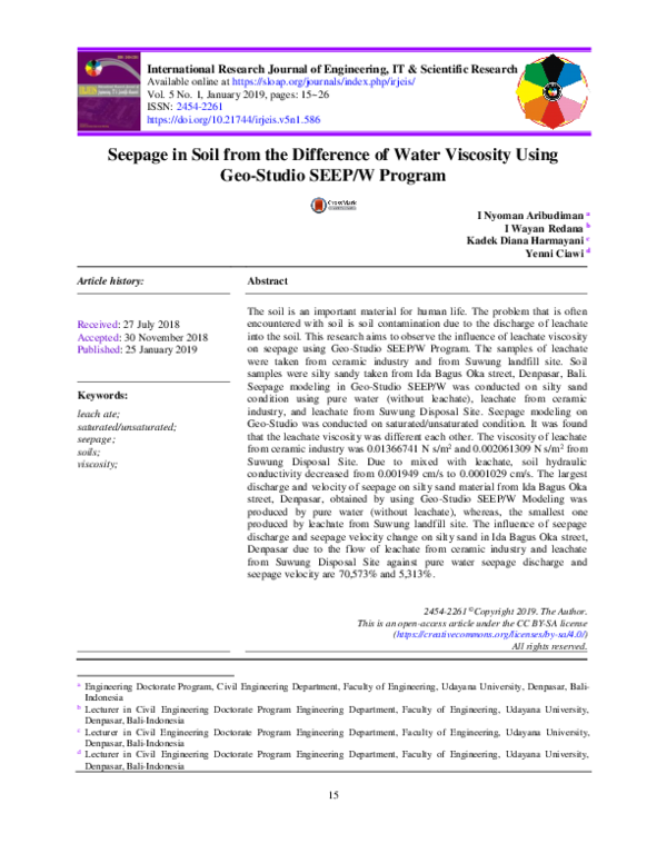 (PDF) Seepage in soil from the difference of water viscosity using Geo ...