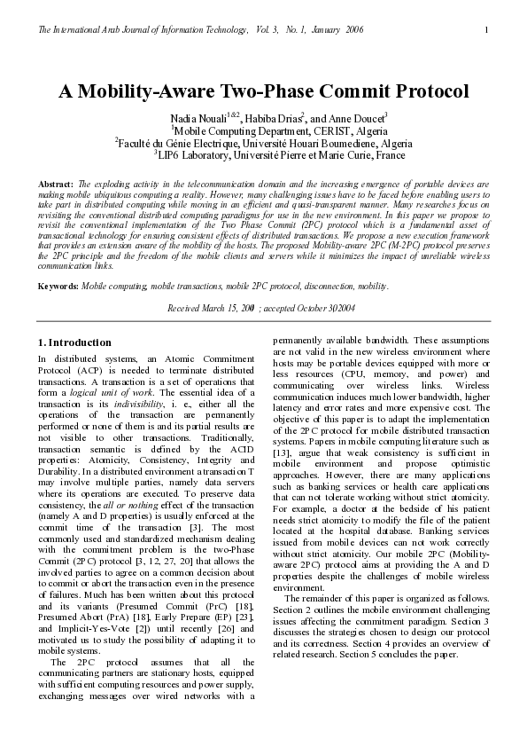 (PDF) A Mobility-Aware Two-Phase Commit Protocol