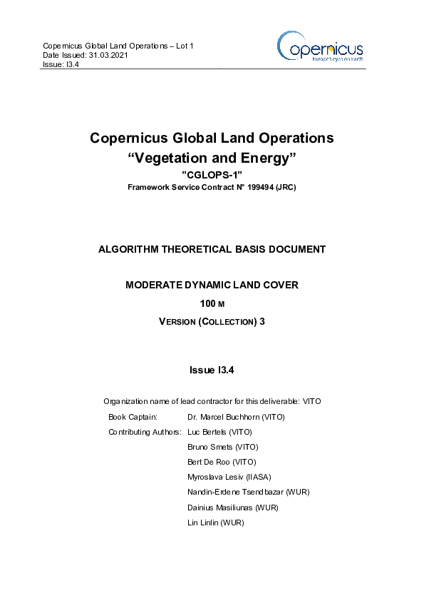 (PDF) Copernicus Global Land Service: Land Cover 100m: Version 3 Globe 2015-2019: algorithm ...