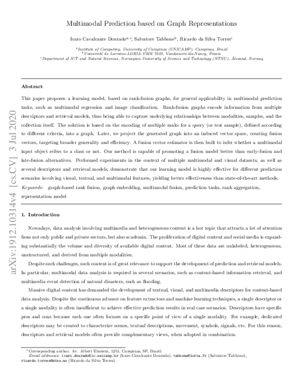 (PDF) Multimodal Representation Model based on Graph-Based Rank Fusion