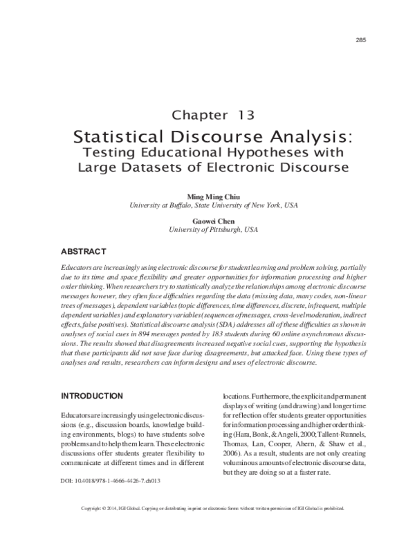 (PDF) Statistical Discourse Analysis