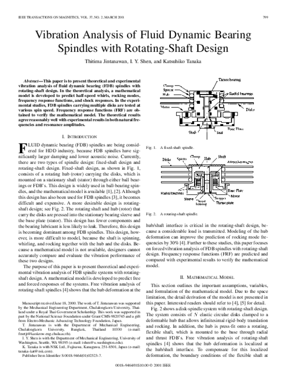 (PDF) Vibration analysis of fluid dynamic bearing spindles with rotating-shaft design