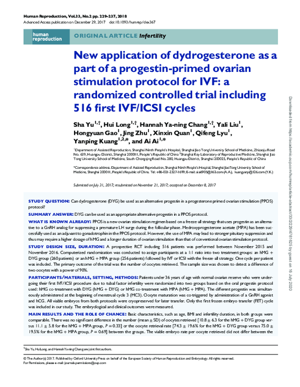 (PDF) New application of dydrogesterone as a part of a progestin-primed ...