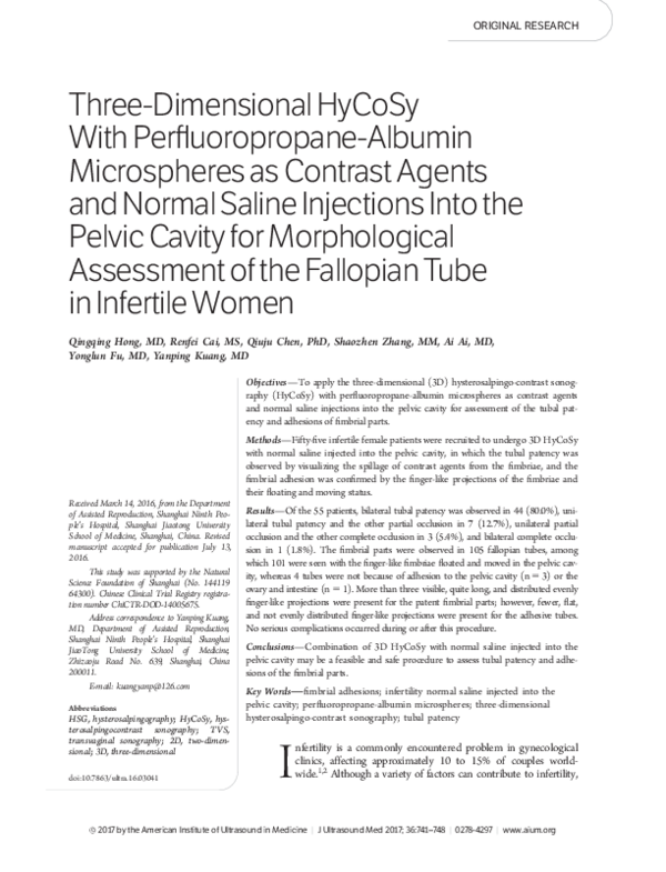 (PDF) Three-Dimensional HyCoSy With Perfluoropropane-Albumin ...