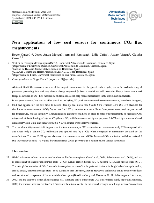 (PDF) New application of low cost sensors for continuous CO 2 flux ...