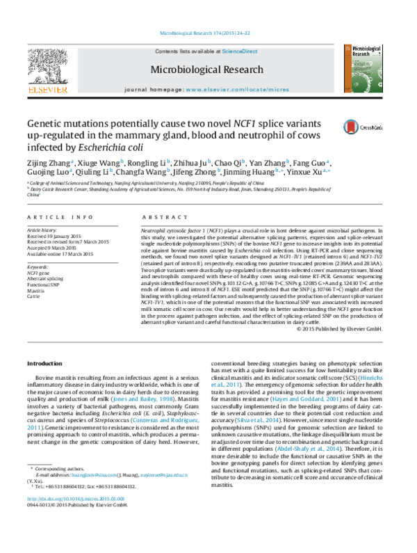 (PDF) Genetic mutations potentially cause two novel NCF1 splice ...