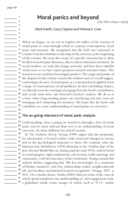 Conclusion Moral panics and beyond