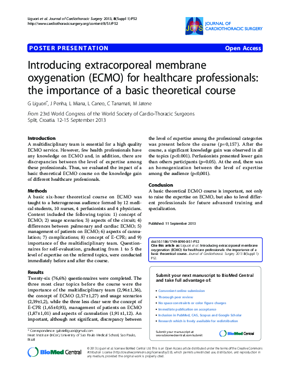 (PDF) Introducing extracorporeal membrane oxygenation (ECMO) for ...