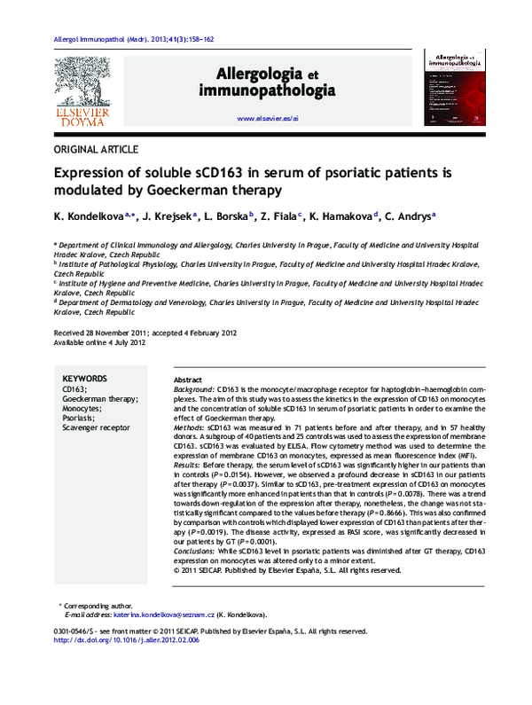 (PDF) Expression of soluble sCD163 in serum of psoriatic patients is ...