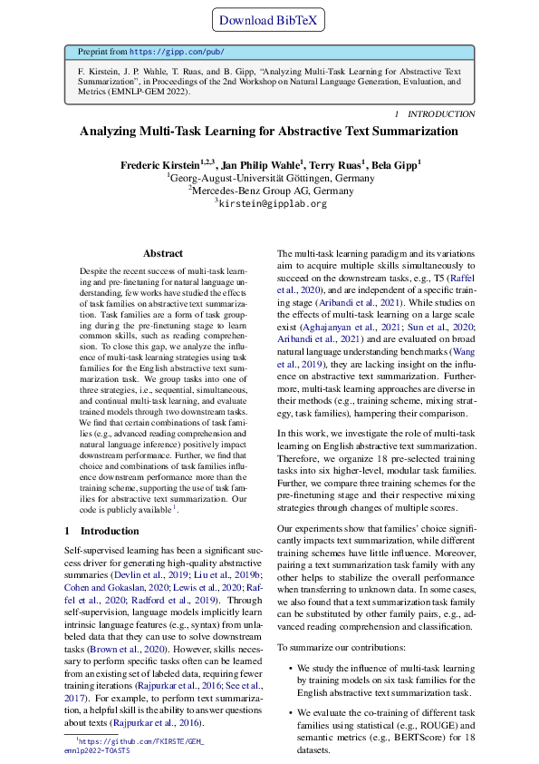 (PDF) Analyzing Multi-Task Learning for Abstractive Text Summarization (PDF) Analyzing Multi-Task Learning for Abstractive Text Summarization