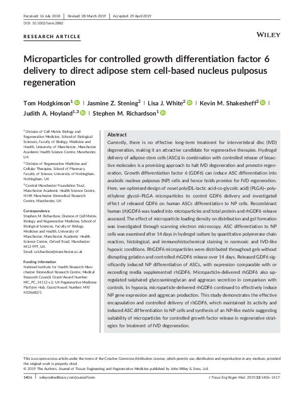 (PDF) Microparticles for controlled growth differentiation factor 6 delivery to direct adipose ...