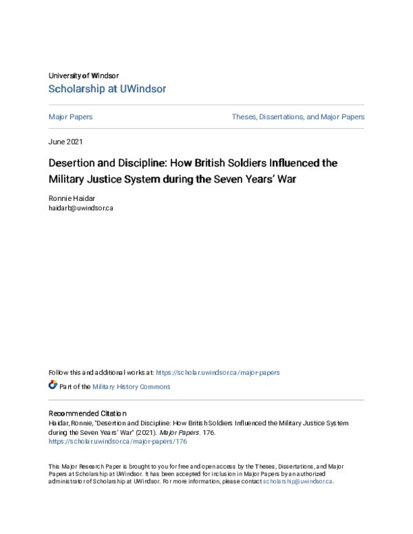(PDF) Desertion and Discipline: How British Soldiers Influenced the ...