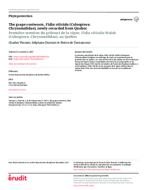 (PDF) The grape rootworm, Fidia viticida (Coleoptera: Chrysomelidae ...