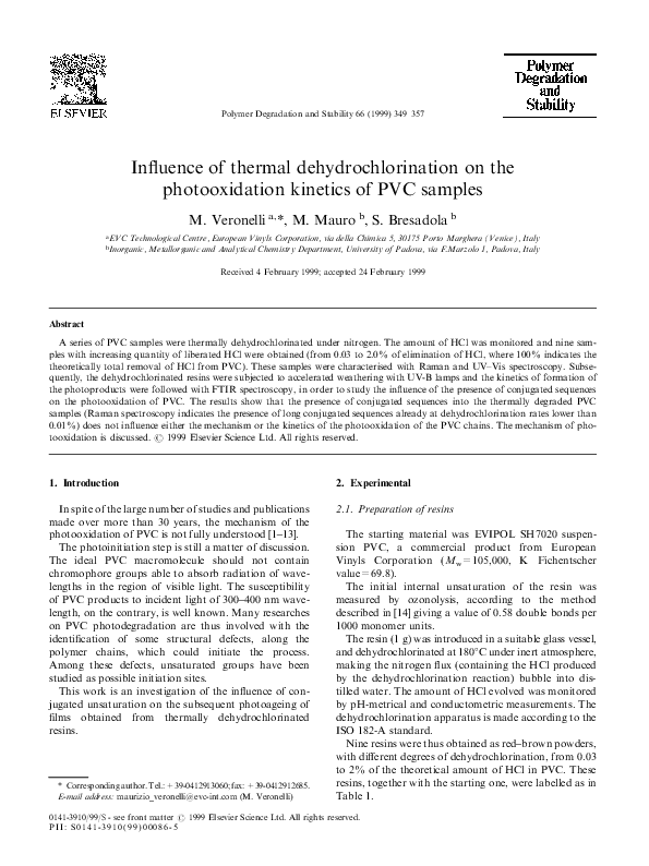 (PDF) Influence of thermal dehydrochlorination on the photooxidation ...