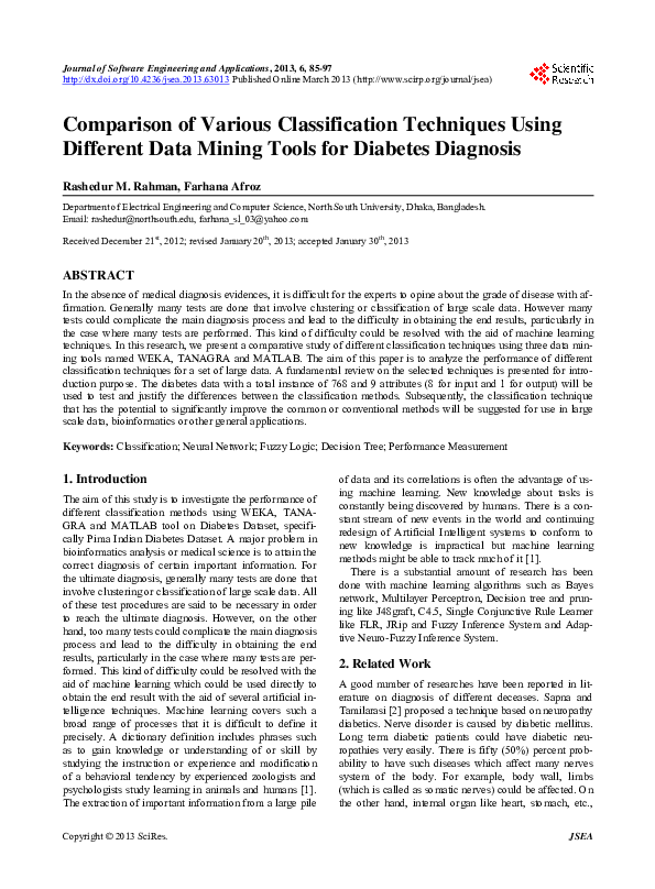 Pdf Comparison Of Various Classification Techniques Using Different Data Mining Tools For