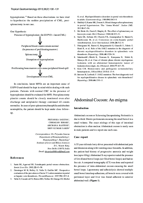 (PDF) Abdominal Cocoon: An enigma
