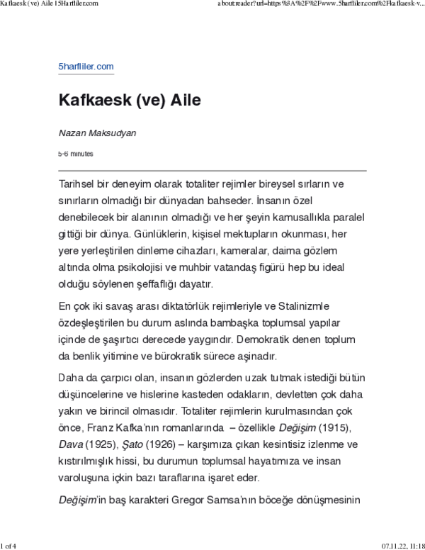 (PDF) Kafkaesk ve Aile