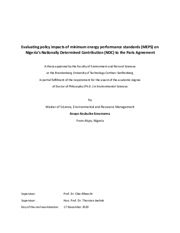 (PDF) Evaluating policy impacts of minimum energy performance standards ...