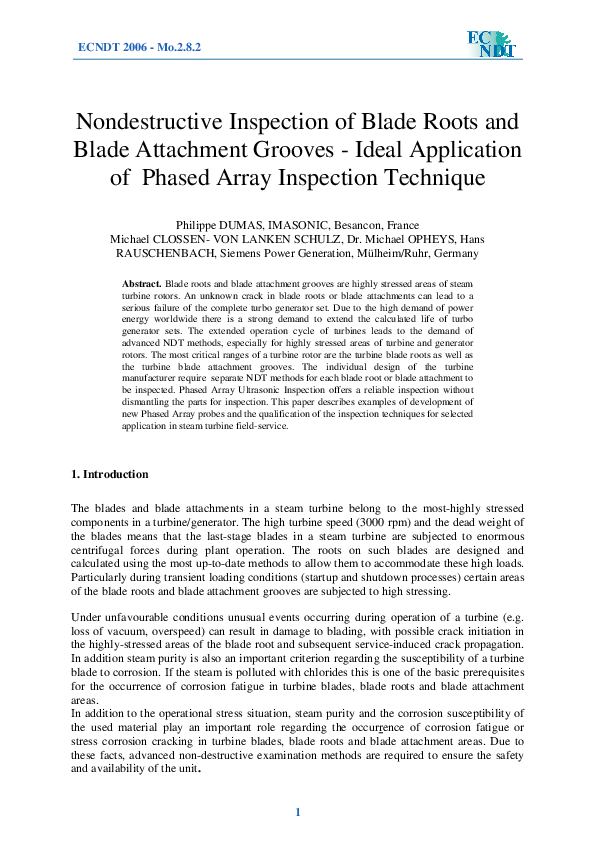 (PDF) Nondestructive Inspection of Blade Roots and Blade Attachment ...