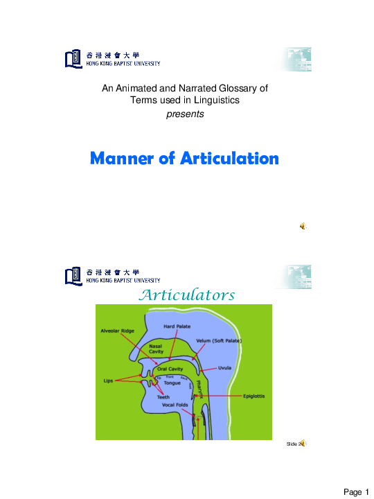 (PDF) Manner of articulation