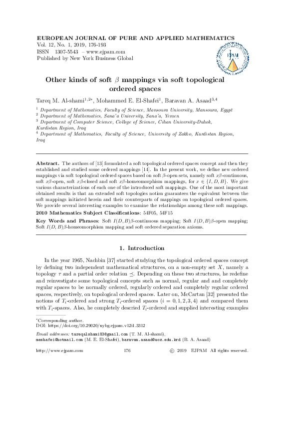 (PDF) Other Kinds of Soft Î² maps via Soft Topological Ordered Spaces