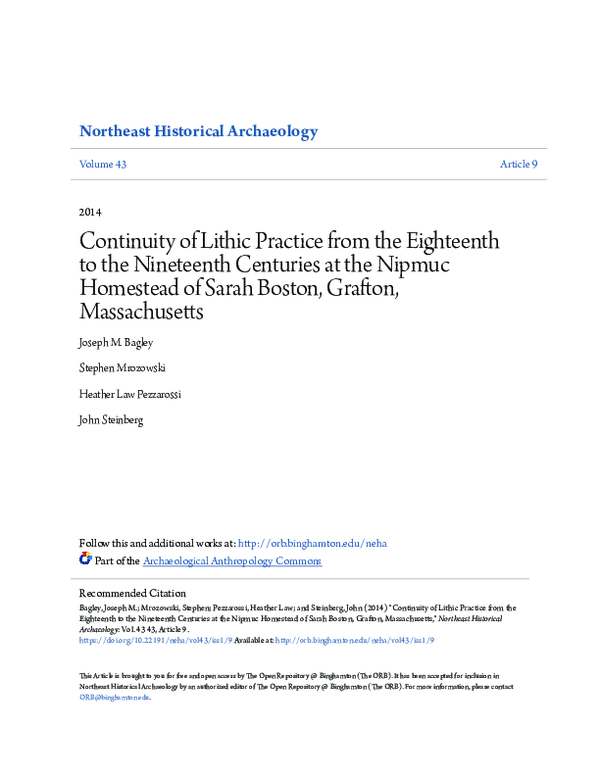 (PDF) Continuity of Lithic Practice from the Eighteenth to the ...