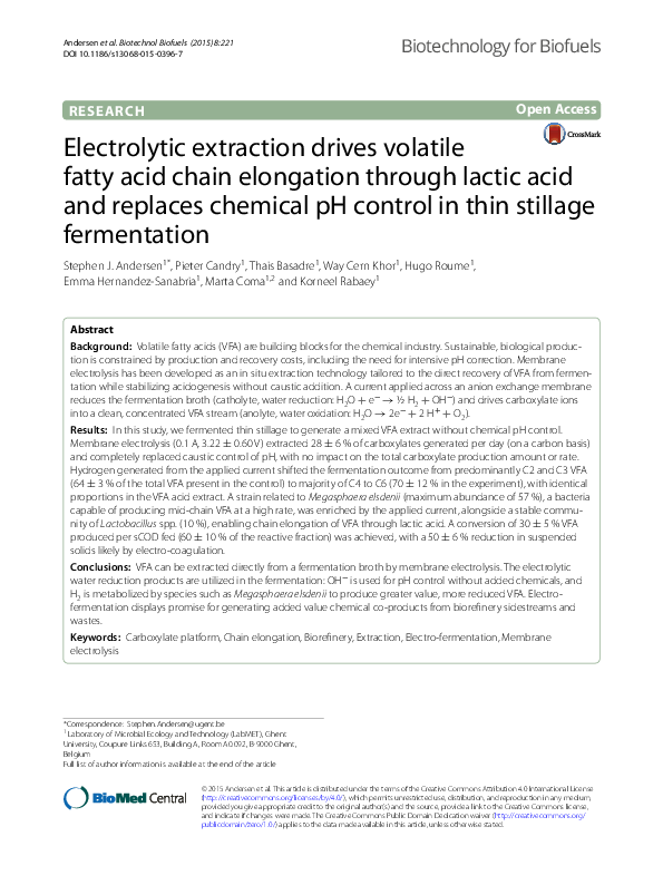 (PDF) Electrolytic extraction drives volatile fatty acid chain ...