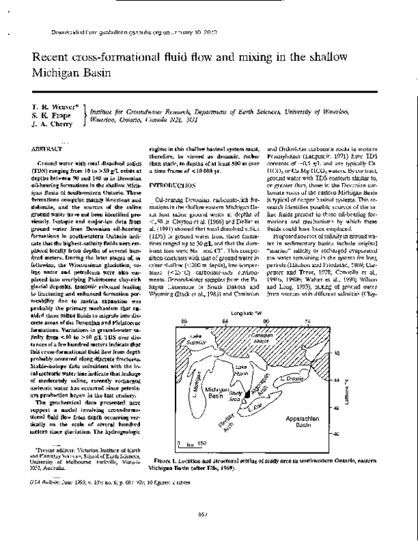 (PDF) Recent cross-formational fluid flow and mixing in the shallow ...