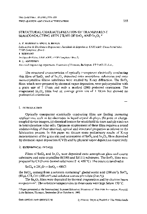 (PDF) Structural characterization of transparent semiconducting thin films of SnO2 and In2O3