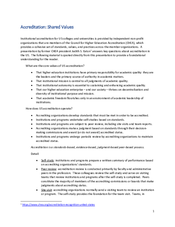 (PDF) Exploring Shared Values in Accreditation