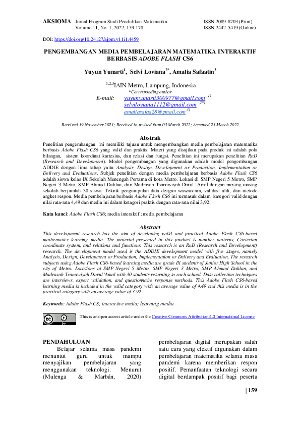 (PDF) Pengembangan Media Pembelajaran Matematika Interaktif Berbasis Adobe Flash CS6 | selvi ...
