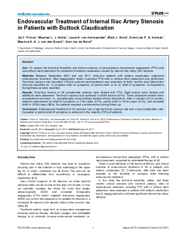 (PDF) Endovascular Treatment of Internal Iliac Artery Aneurysms
