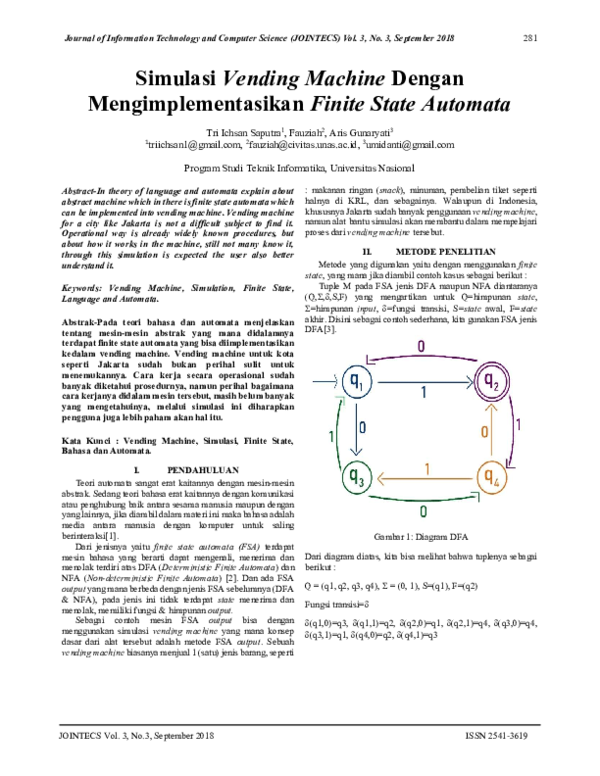 (PDF) Simulasi Vending Machine Dengan Mengimplementasikan Finite State Automata